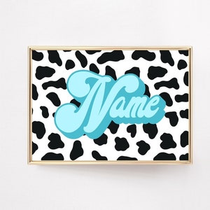 Personalised Cow Print Name Wall Art Funky Letter Print A4 - Etsy