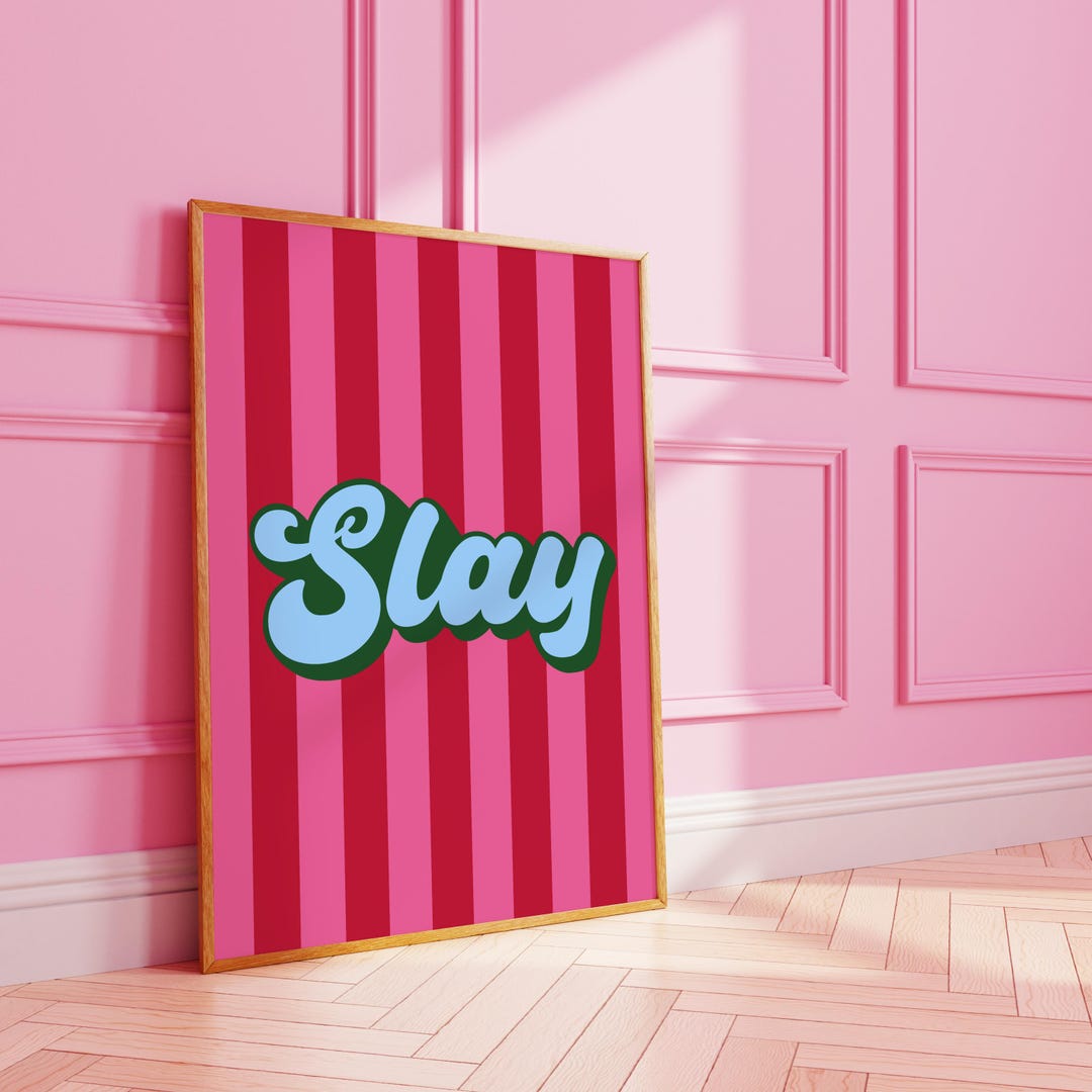 Slay Striped Poster | Personalised Wall Print | Customised Art ...