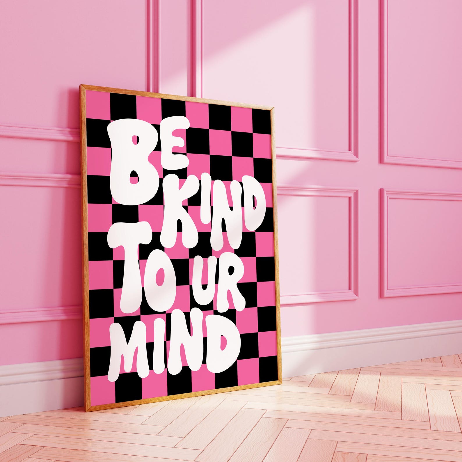 Be Kind to Ur Mind | Funky Checkerboard Print | Digital Wall Art | A3 ...