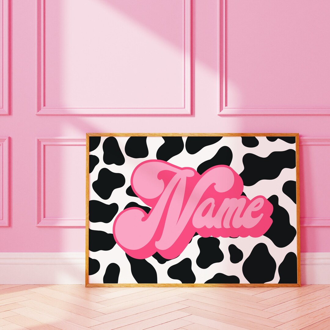 Personalised Cow Print Name Wall Art | Funky Letter Print | A3 A4 8X10 ...