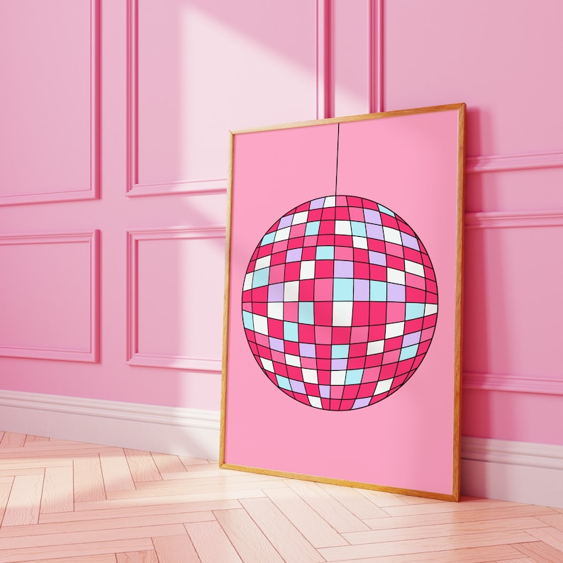 Disco Ball | Retro Style Funky Music Print | Digital Wall Art | A3 A4 ...