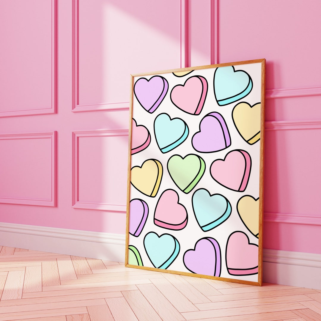 Basic Love Heart Sweets | Sweetheart Candy | Cute Pattern Print | A3 A4 ...