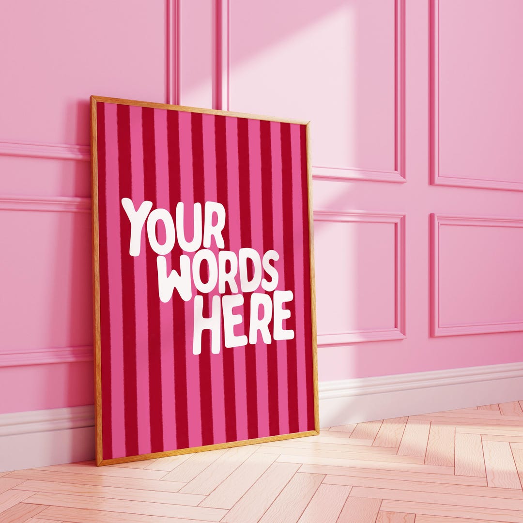 Custom Striped Funky Word Art | Personalised Gift Print Dopamine Decor ...