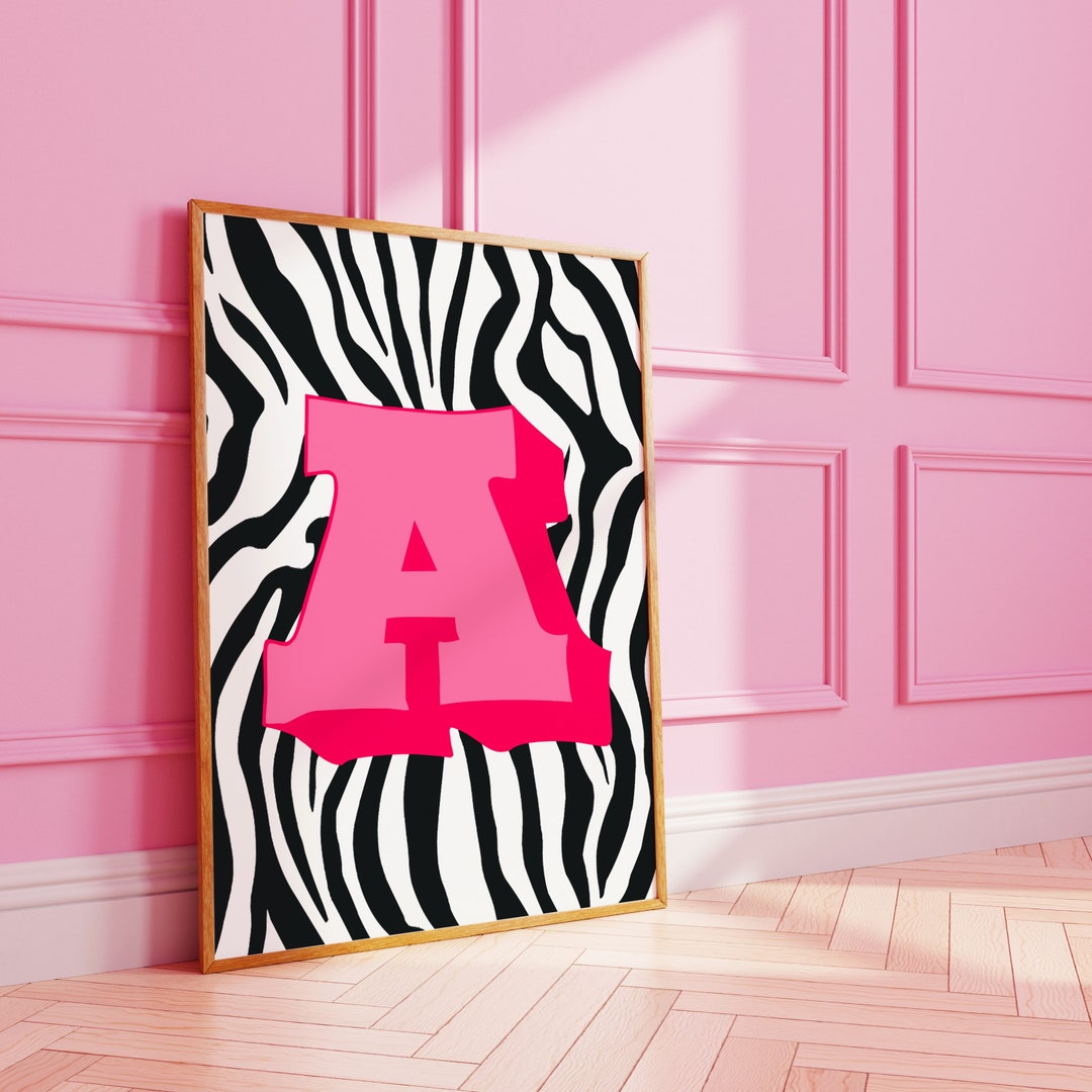 Zebra Print | Personalised Initial Wall Art | Name Letter | Digital ...