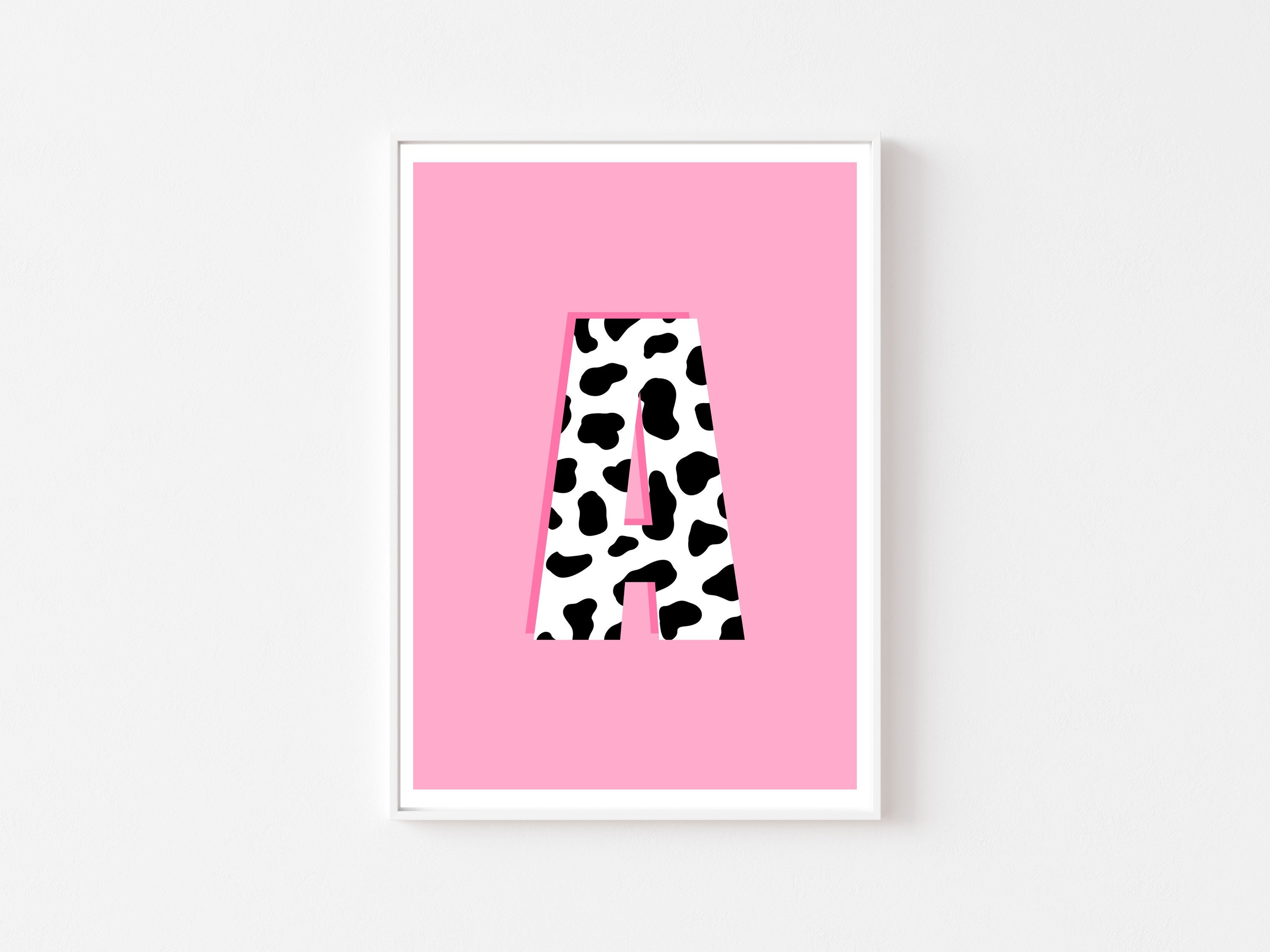 Cute Cow Print Personalised Initial Wall Art Initial Letter | Etsy