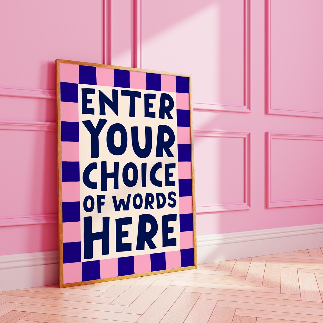 Custom Checkerboard Border Funky Word Art | Personalised Gift Wall ...