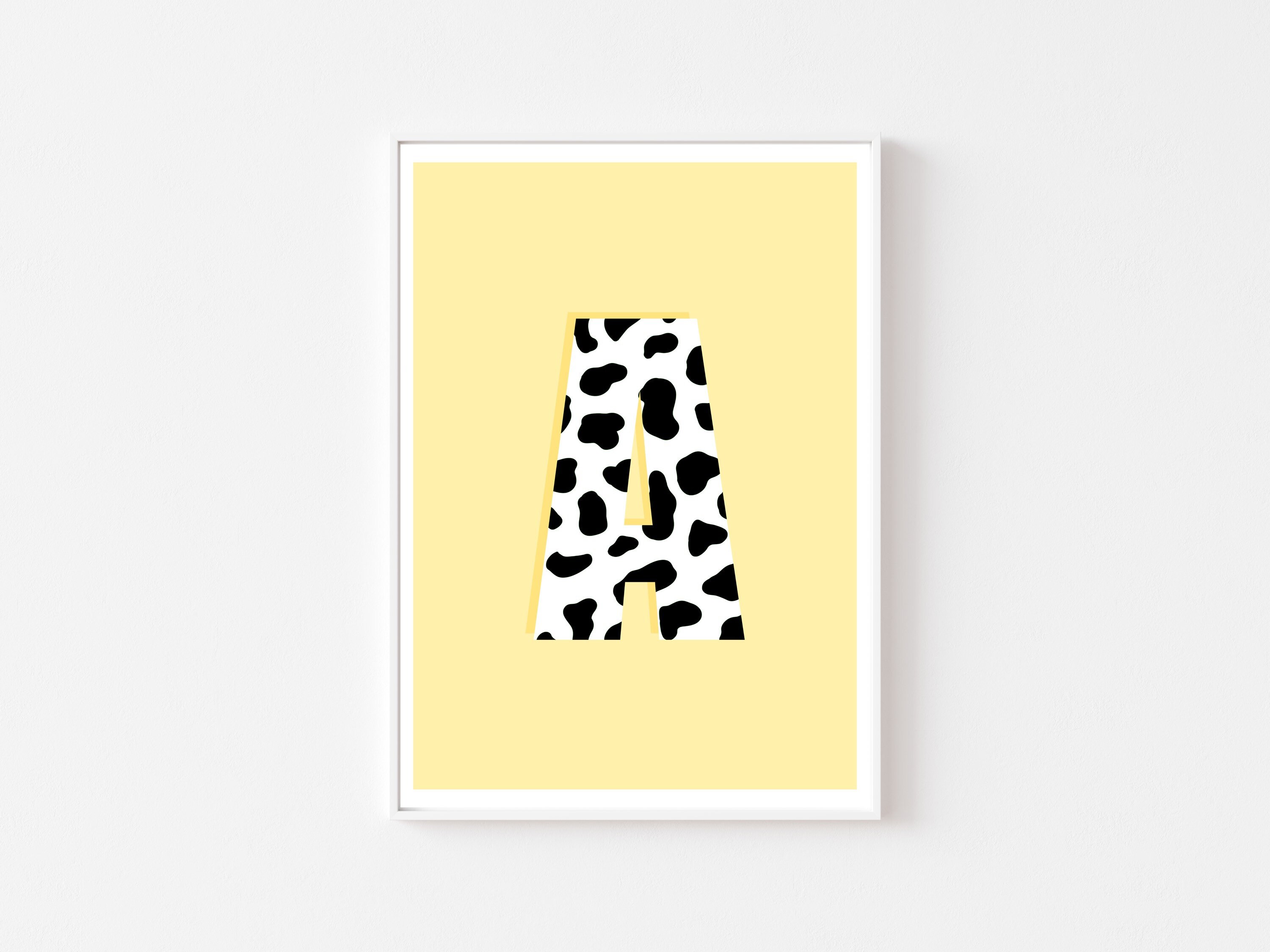 Cute Cow Print Personalised Initial Wall Art Initial Letter | Etsy