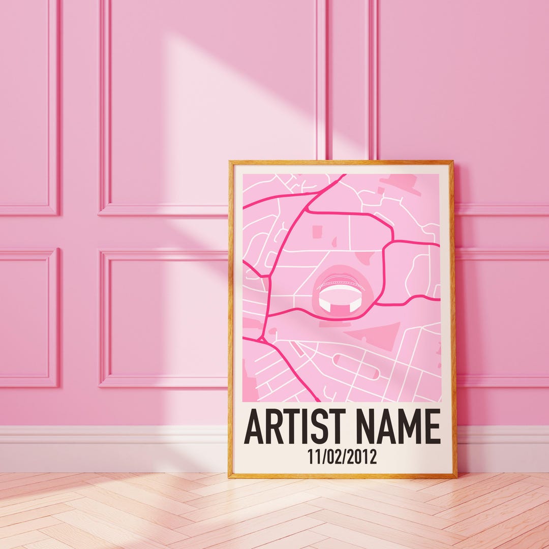 Concert Map Poster | Commemorative Gig Personalised Wall Print ...