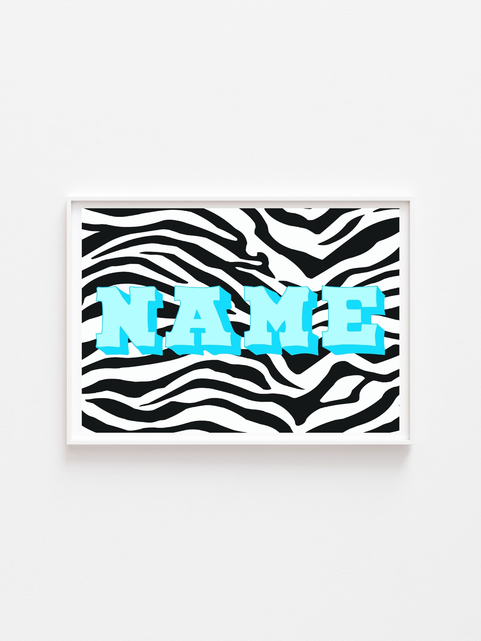 Personalised name zebra print wall art customised A4 A5 | Etsy