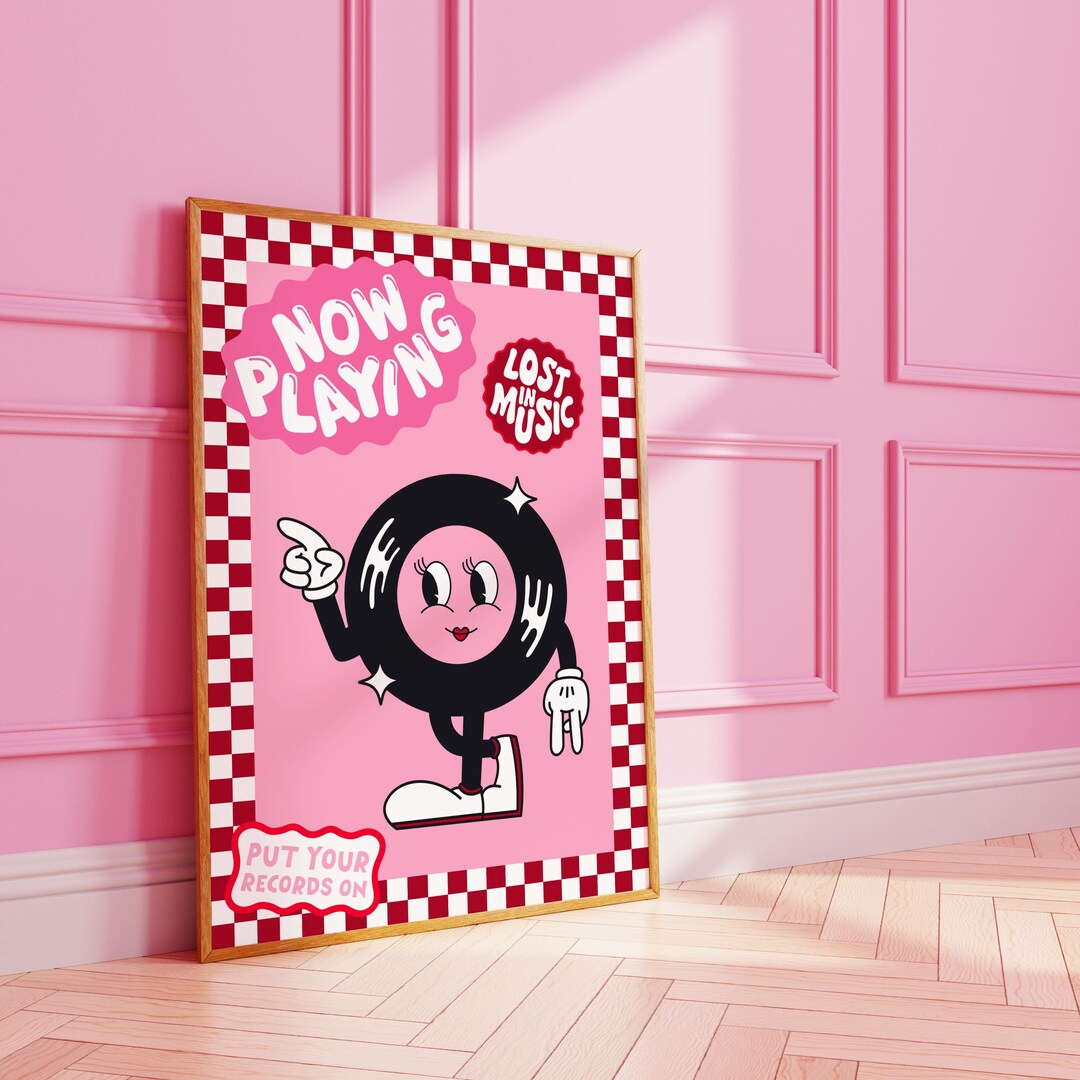 FRAMED Funky Music Poster: Now Playing Vinyl Record Print - Dopamine ...