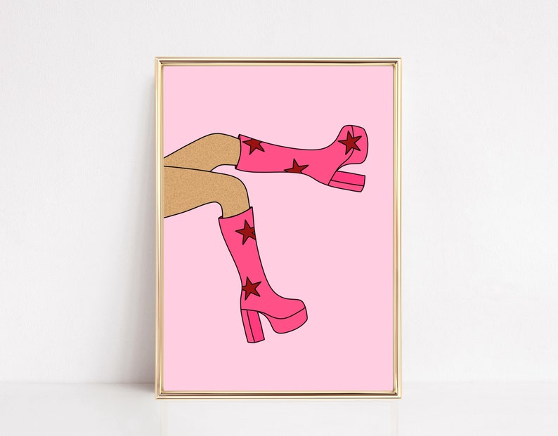 Star Gogo Boots Wall Print Fashion Wall Art A4 8X10 A5 5X7 | Etsy