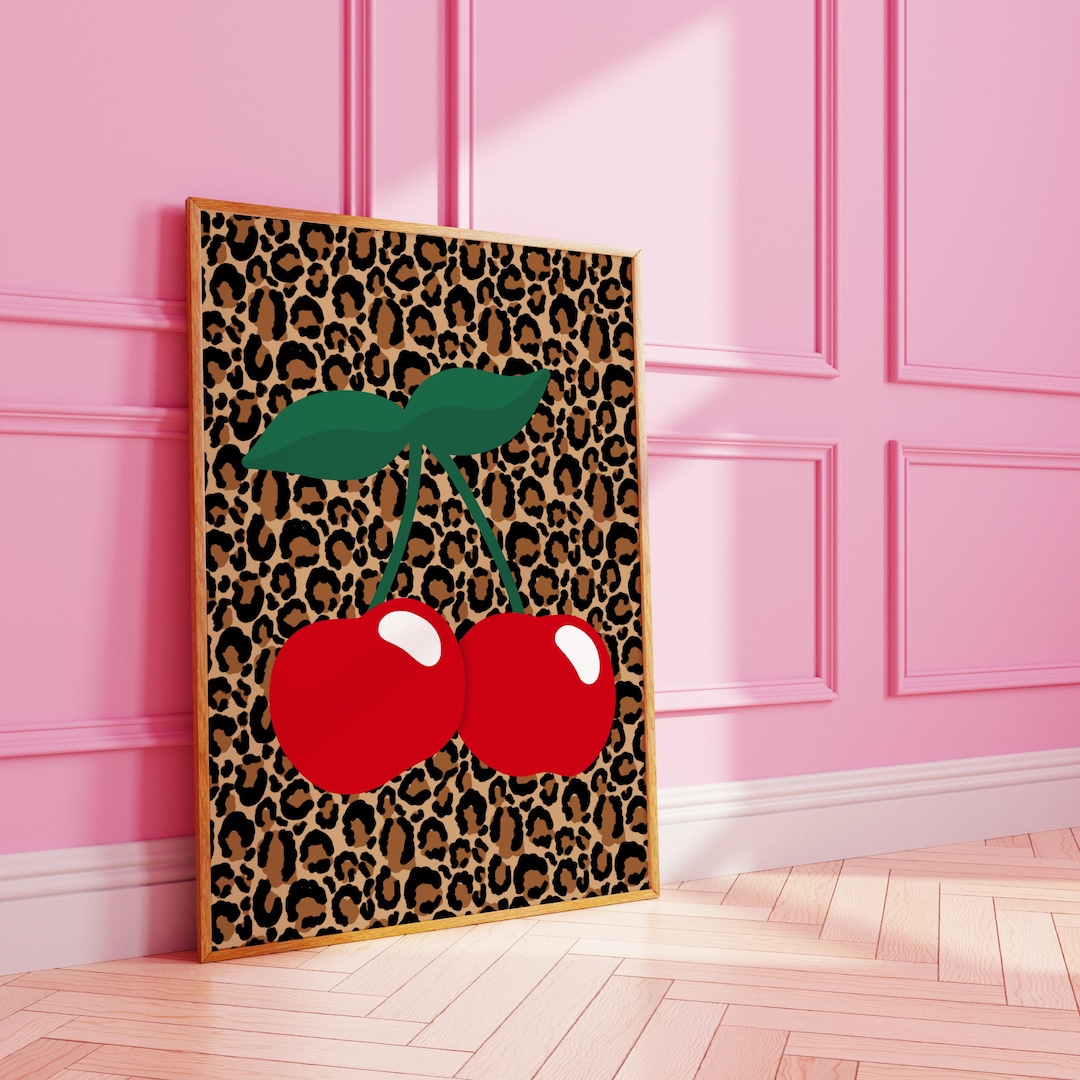 Funky Leopard Cherry Print | Fashion Wall Art | A3 A4 8X10 A5 5X7 - Etsy