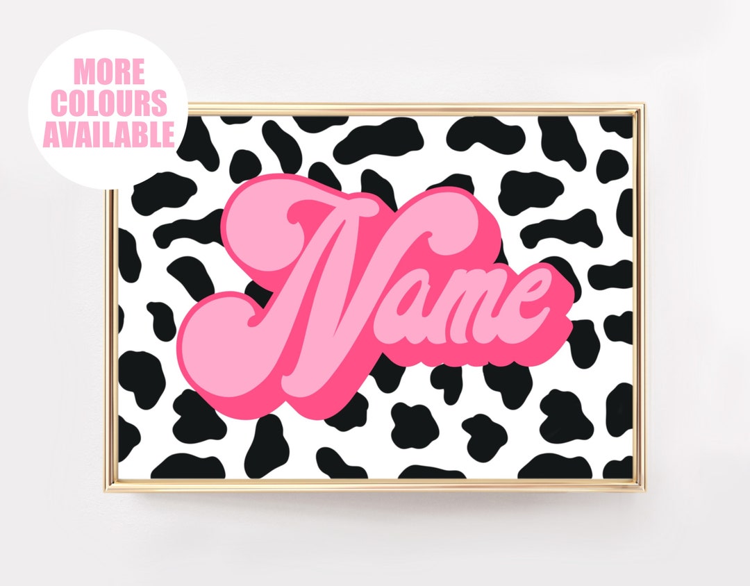Personalised Cow Print Name Wall Art Funky Letter Print A4 - Etsy