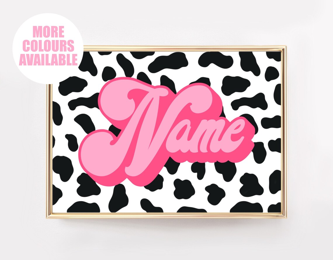 Personalised Cow Print Name Wall Art Funky Letter Print A4 - Etsy