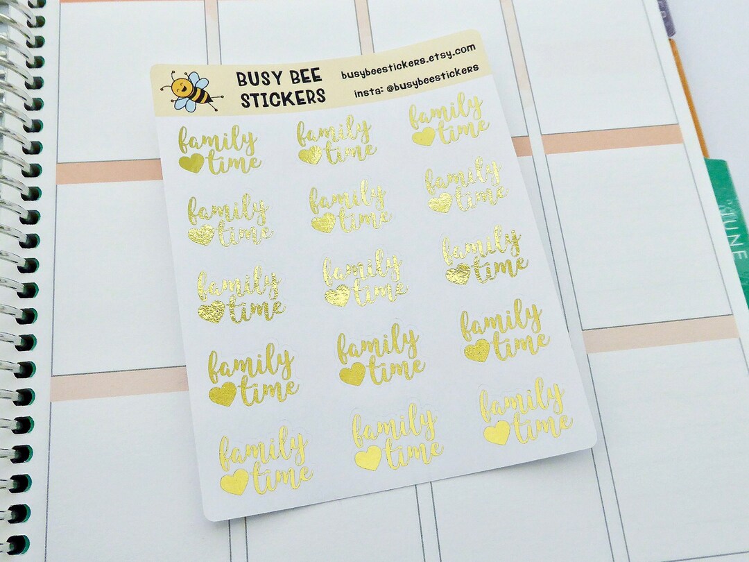 Foil Family Time Planner Stickers, Family Time Stickers, Foil Sticker ...