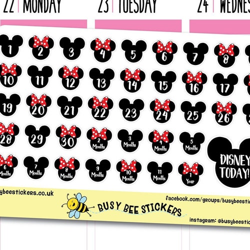Disney Countdown Stickers Planner Stickers Disney World - Etsy