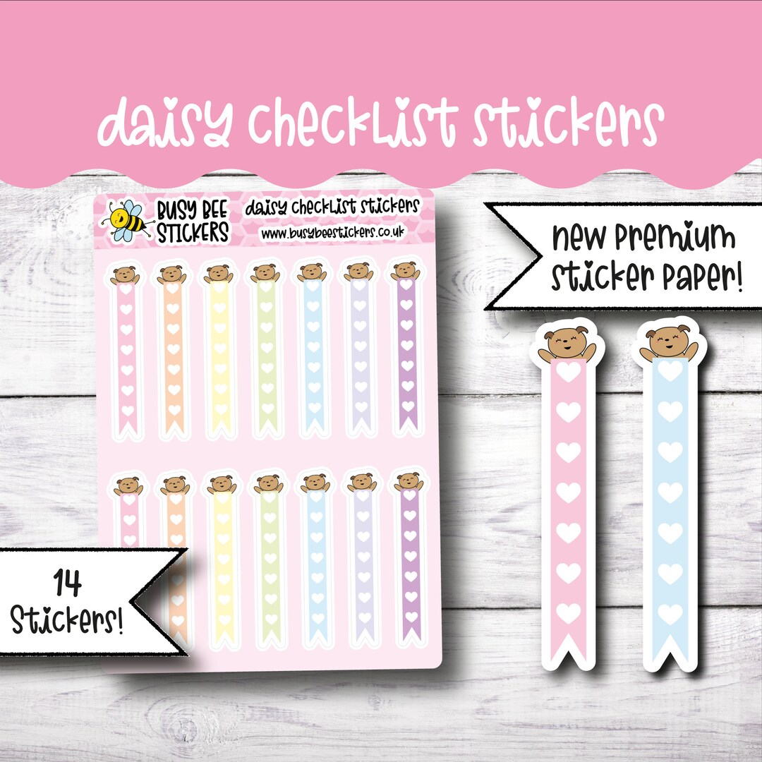 Daisy Checklist Planner Stickers – Heart To-do List Flag Stickers for ...