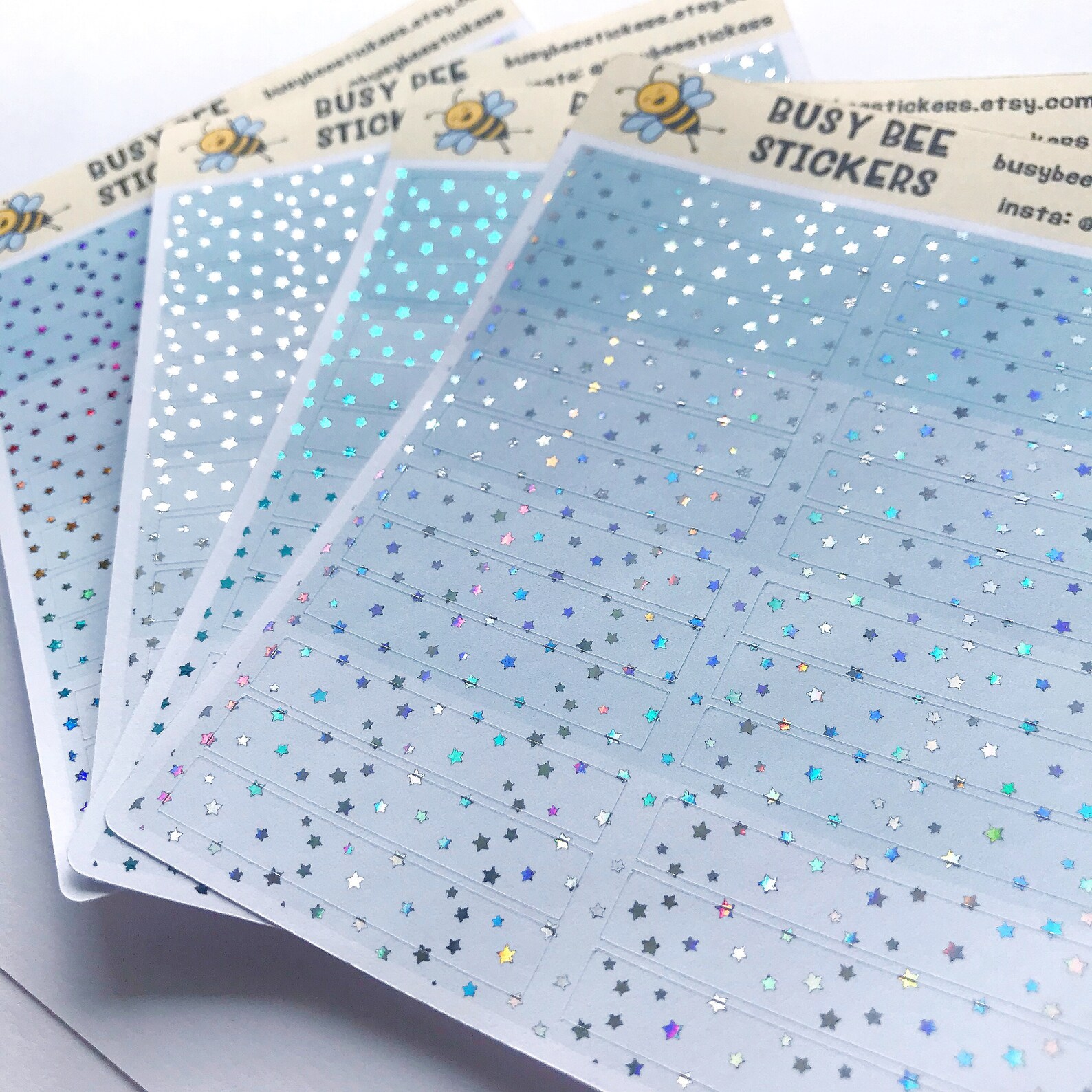 Light Blue Foil Header Planner Stickers Sparkle Foil Stars - Etsy UK