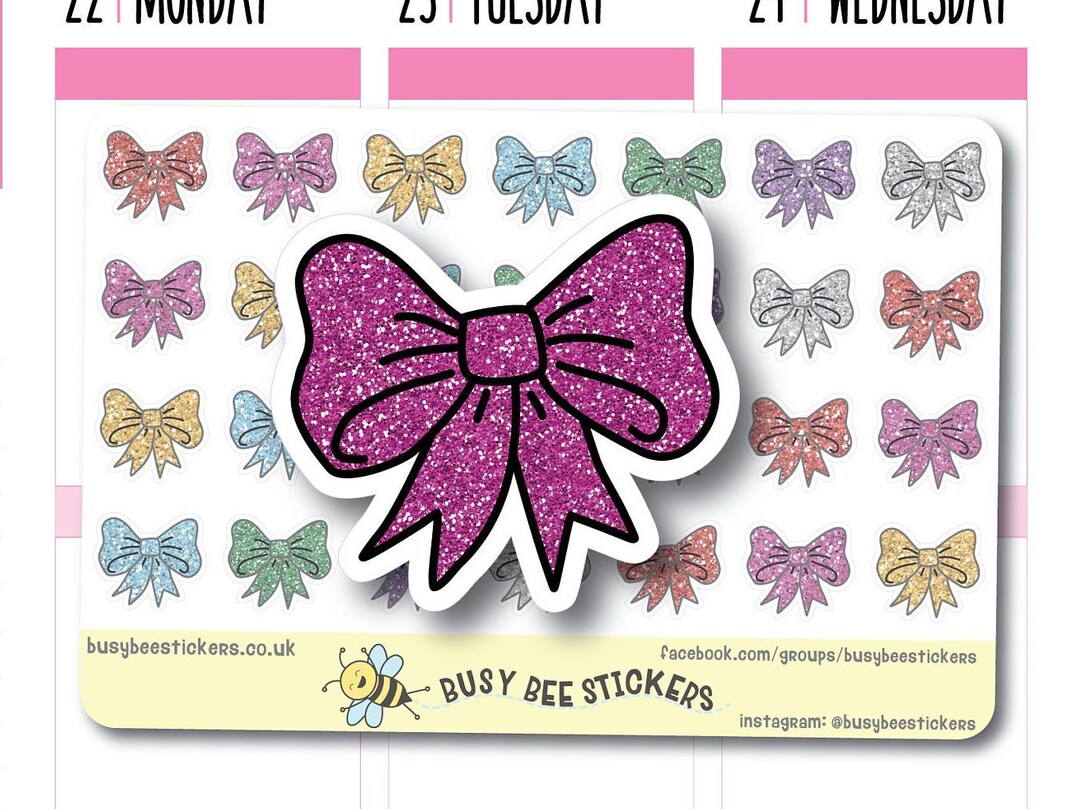 Glitter Bow Planner Stickers Decorative Stickers Bows - Etsy