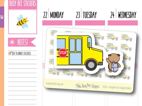 School Bus Planner Stickers School Drop off Planner Stickers - Etsy