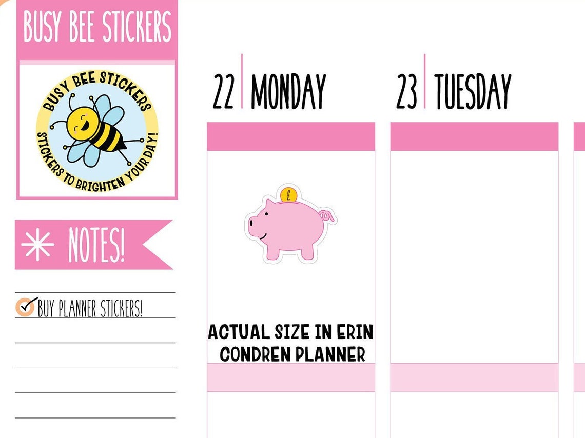 Piggy Bank Planner Stickers Savings Money Tracker Pounds | Etsy