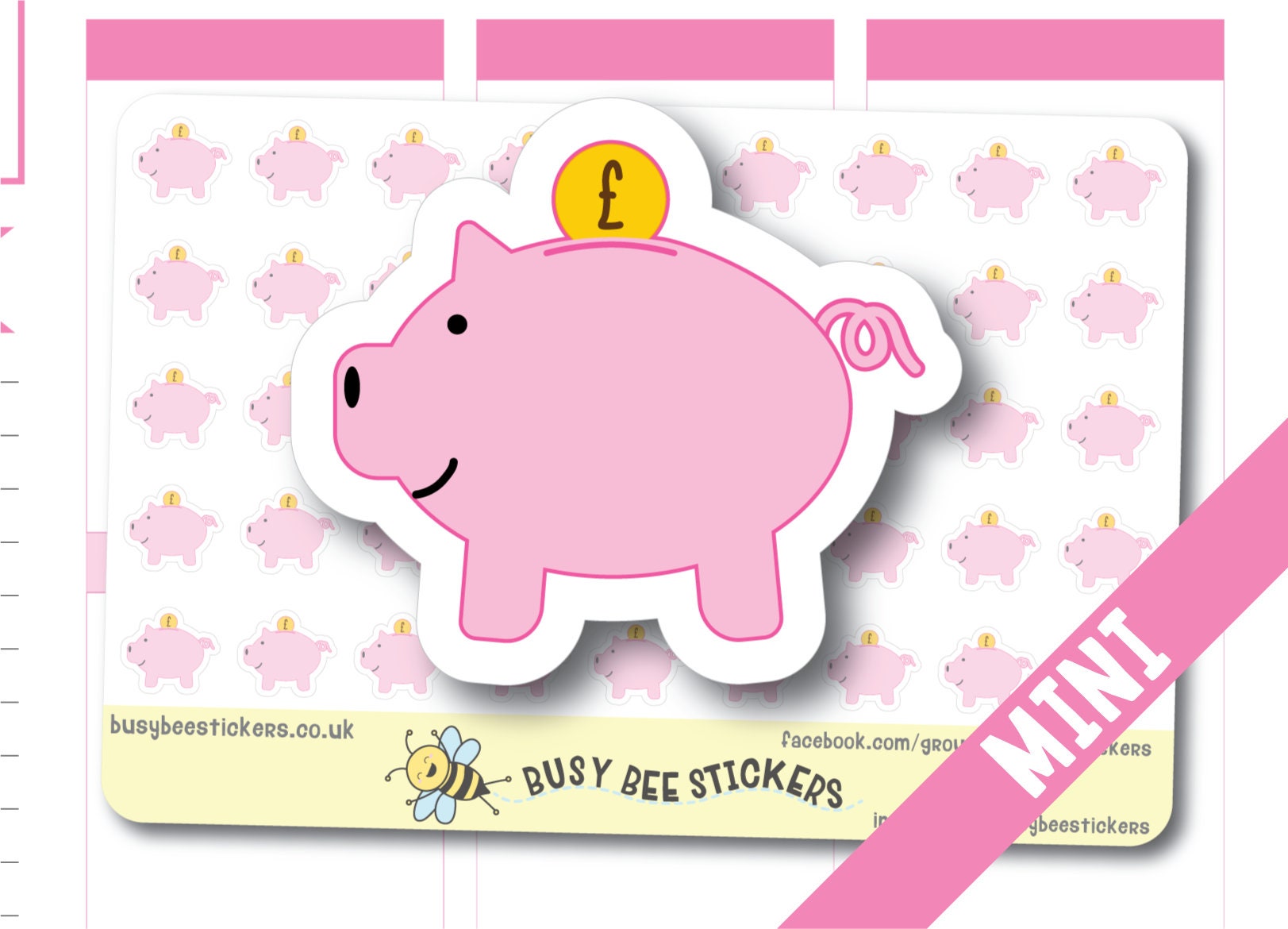 Piggy Bank Planner Stickers Savings Money Tracker Pounds - Etsy