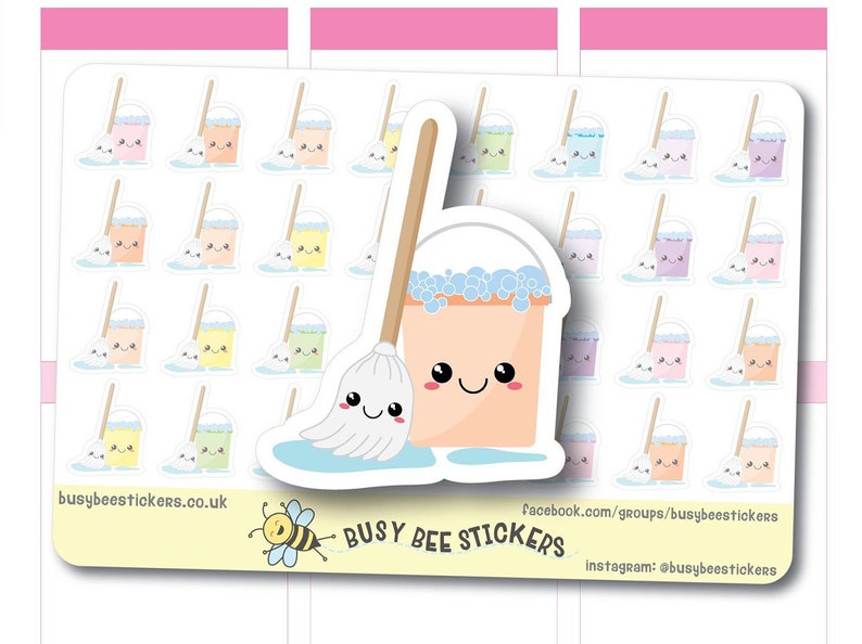 Mop and Bucket Planner Stickers Cleaning Stickers Chore - Etsy