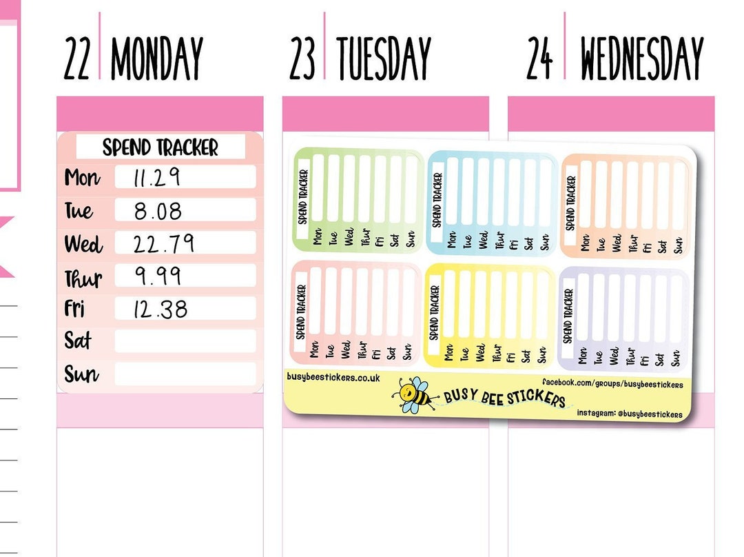 Spend Tracker Planner Stickers Money Tracker Stickers - Etsy
