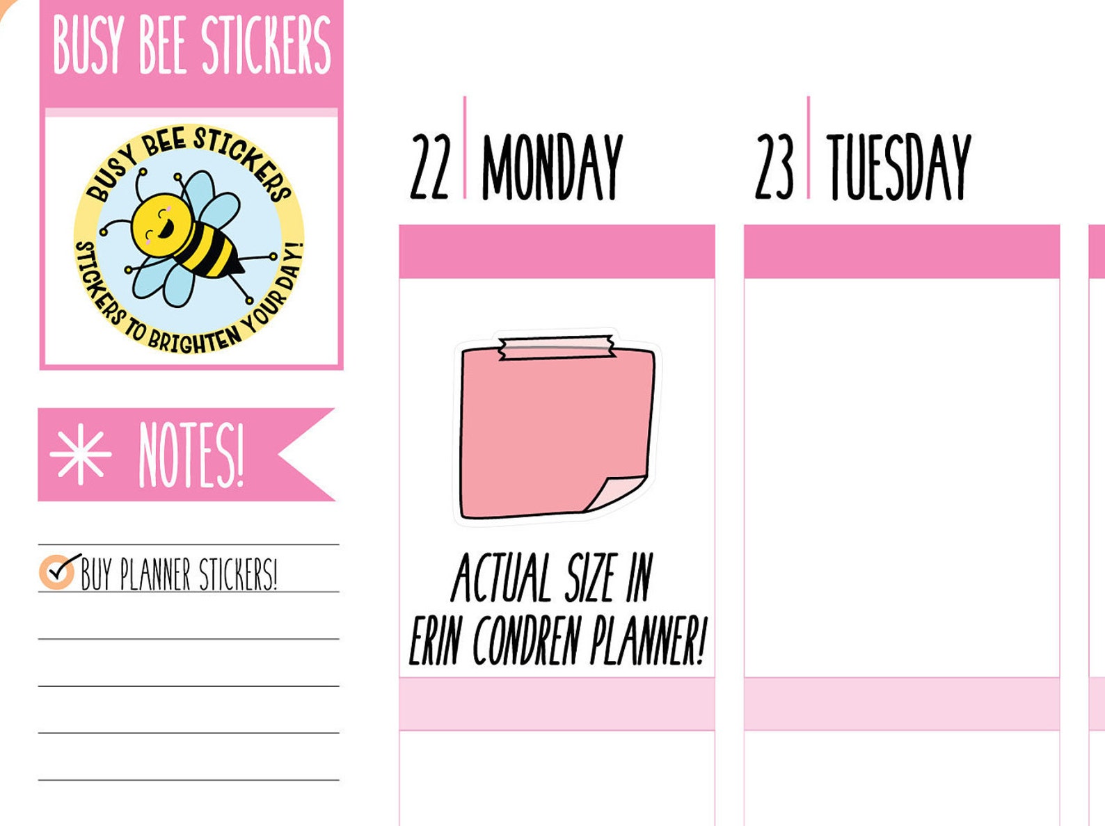 Sticky Note Planner Stickers Vertical Planner - Etsy