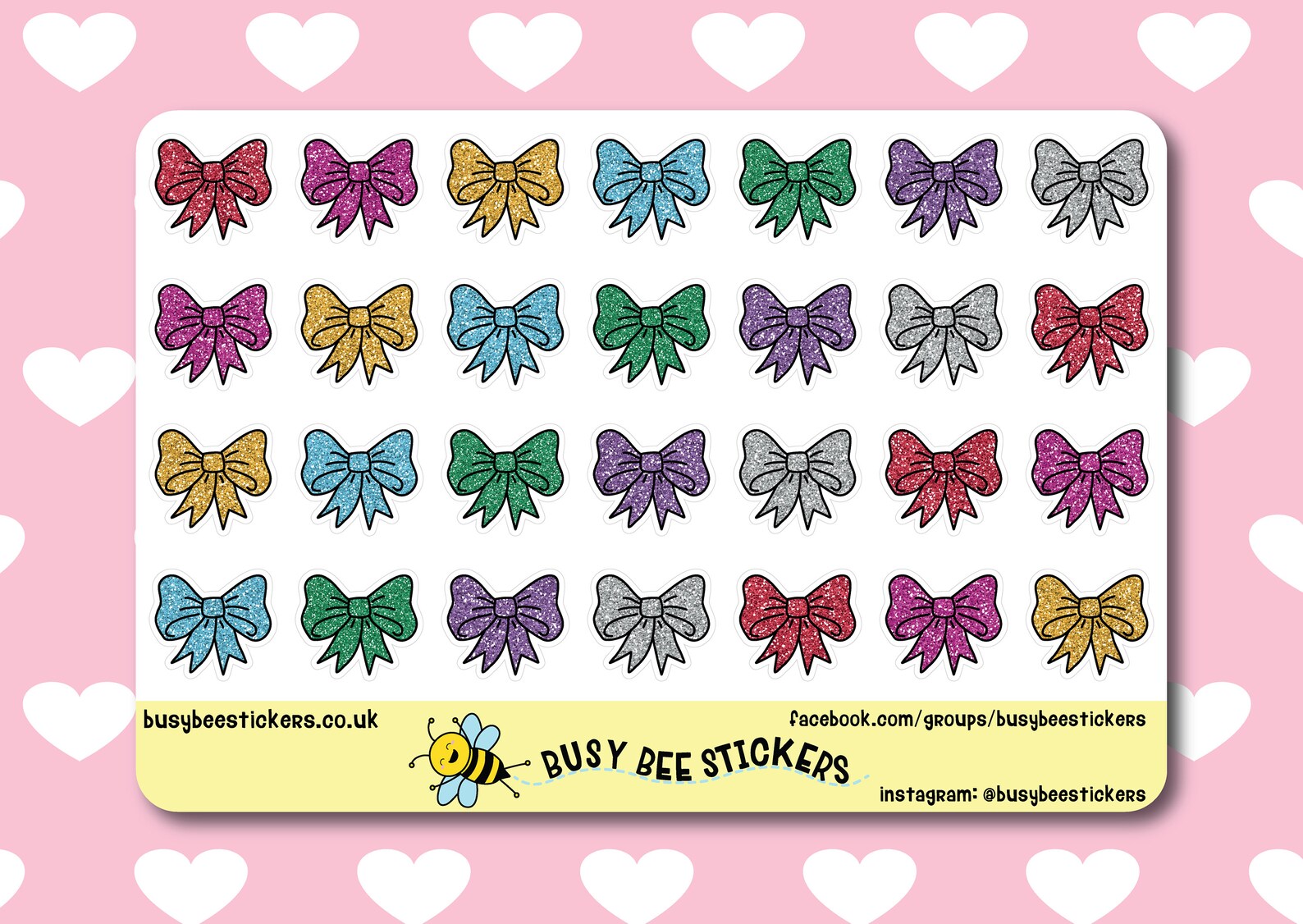 Glitter Bow Planner Stickers Decorative Stickers Bows - Etsy