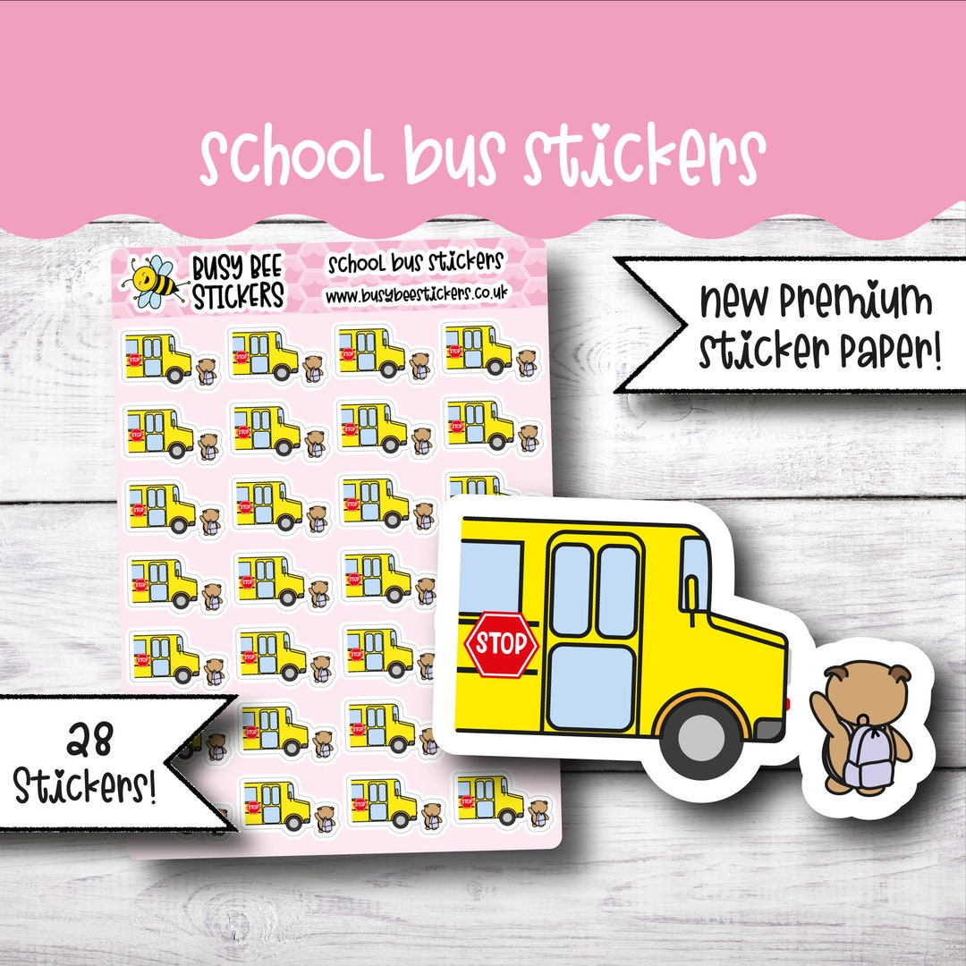 School Bus Planner Stickers, School Drop off Planner Stickers, Catch ...