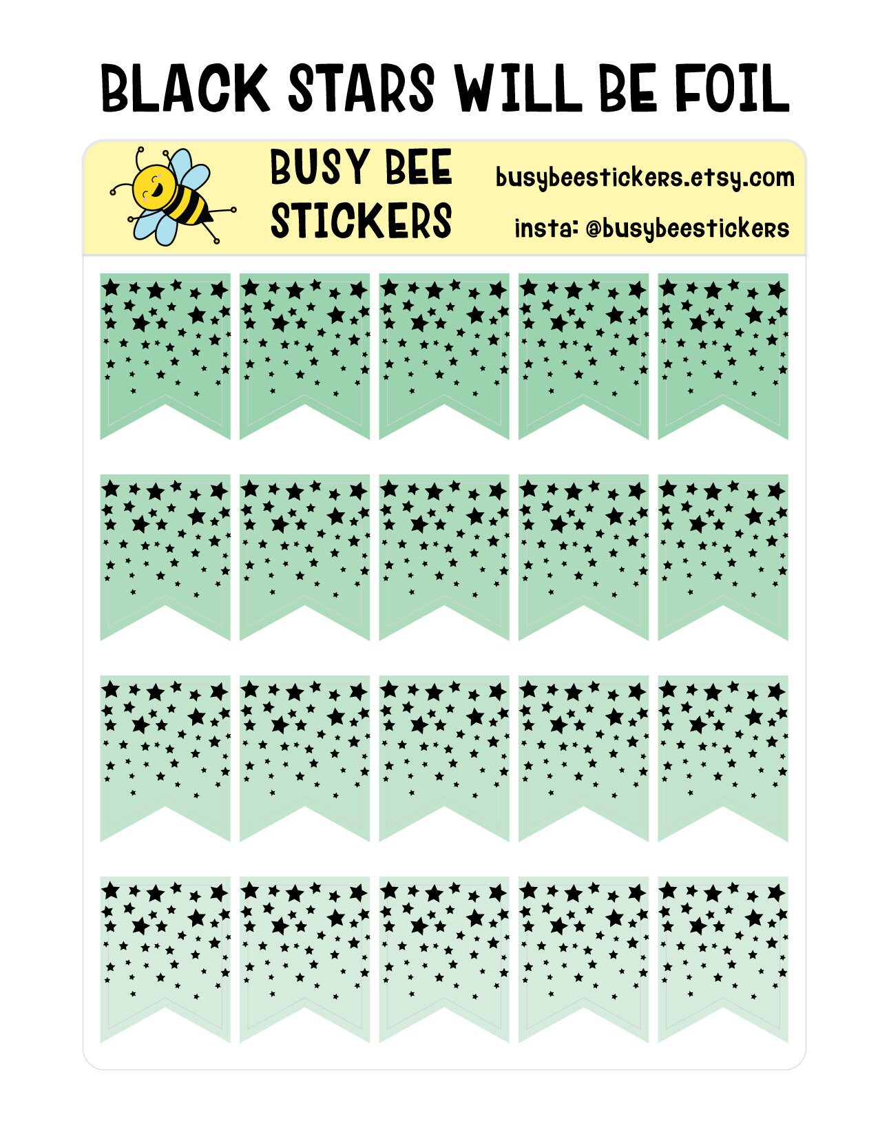 Foil Flag Planner Stickers Sparkle Mint Foil Stars Flag - Etsy UK