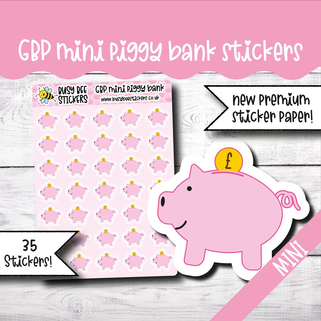 Piggy Bank Planner Stickers, Savings, Money Tracker, Pounds, Financial ...
