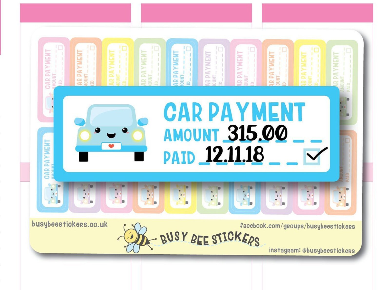 Car Payment Tracker Planner Stickers Bill Payment Stickers - Etsy