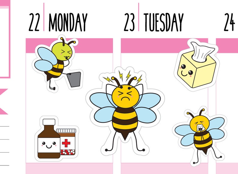 Sickness Planner Stickers Health Sick Tissues Tablets - Etsy