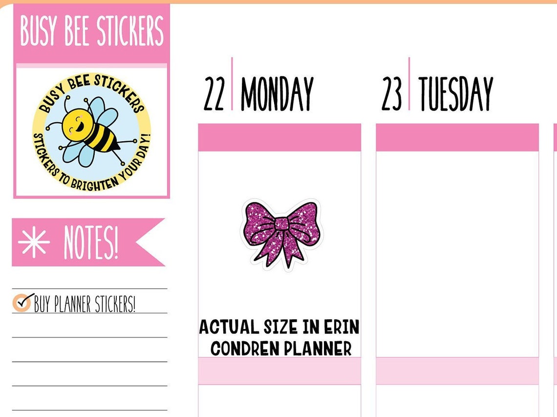 Glitter Bow Planner Stickers Decorative Stickers Bows - Etsy