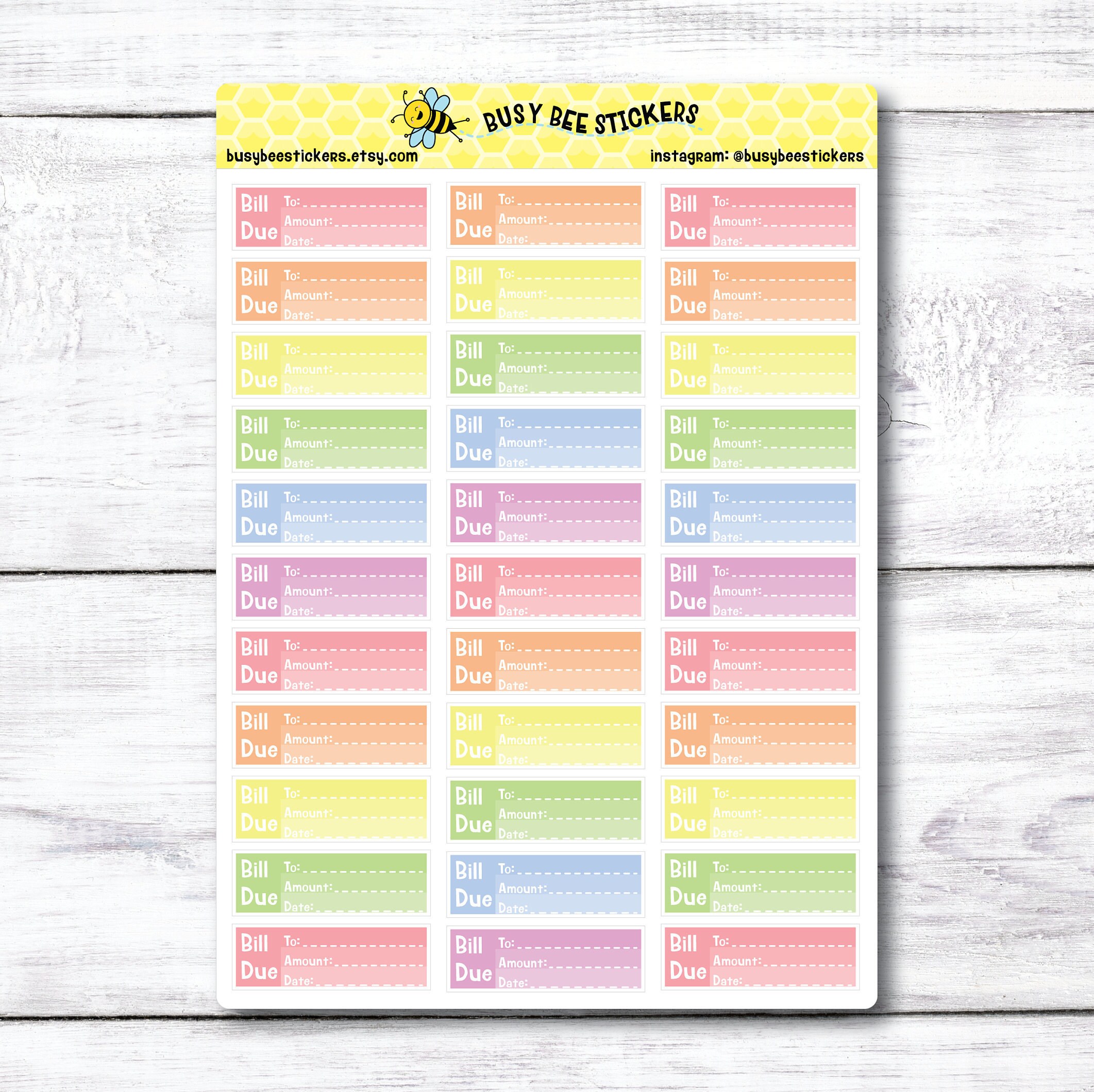 Bill Due Planner Stickers Vertical Planner - Etsy UK