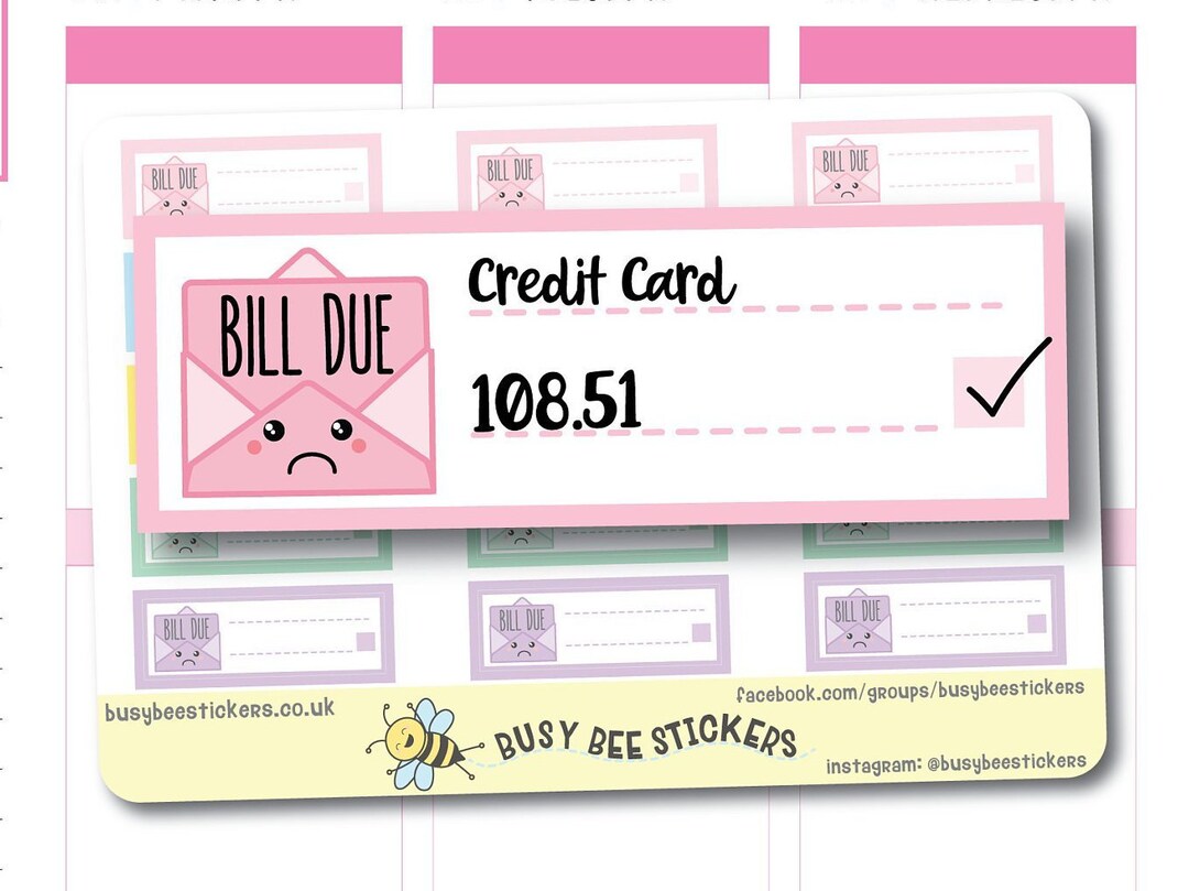 Bill Due Planner Stickers Bill Payment Stickers Bill - Etsy