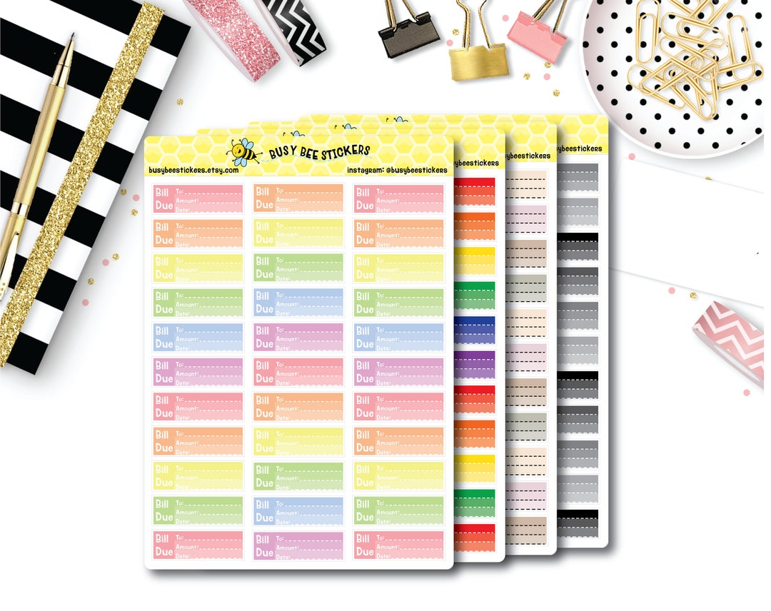 Bill Due Planner Stickers Vertical Planner - Etsy UK