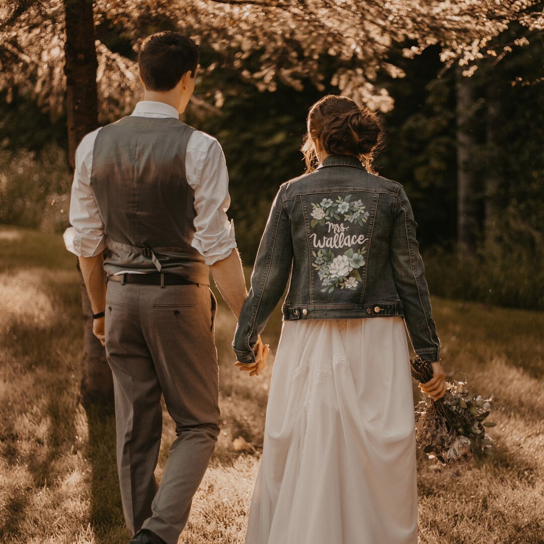 Custom Hand Painted Bridal Wedding Jean Jacket - Etsy