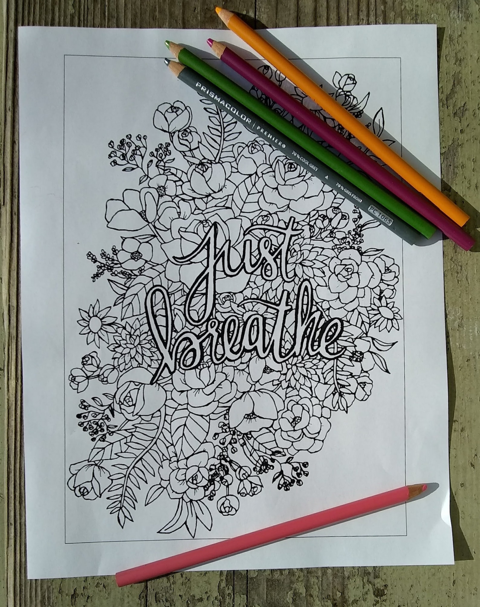Just Breathe Printable Coloring Page (Download Now) - Etsy