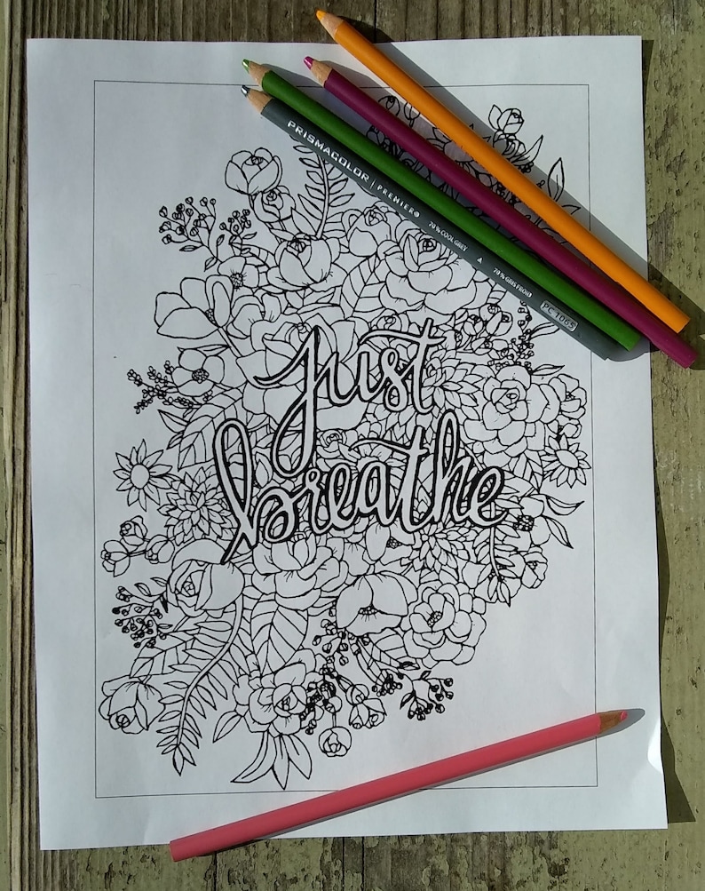 Just Breathe Printable Coloring Page (Download Now) - Etsy