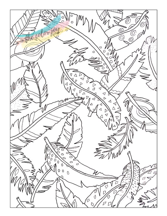 Feather Printable Coloring Page | Etsy