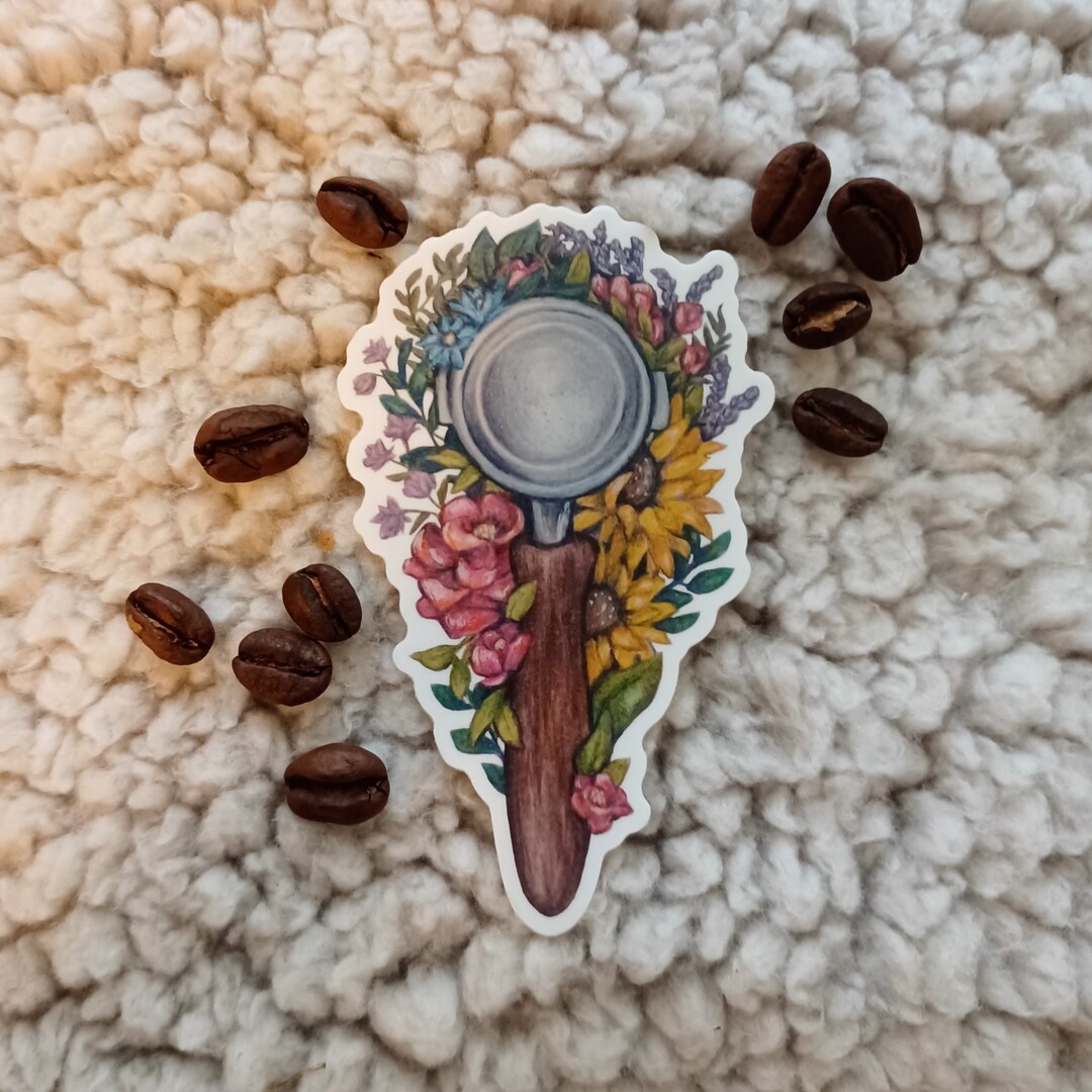 Espresso Barista Portafilter Floral Coffee Sticker - Etsy