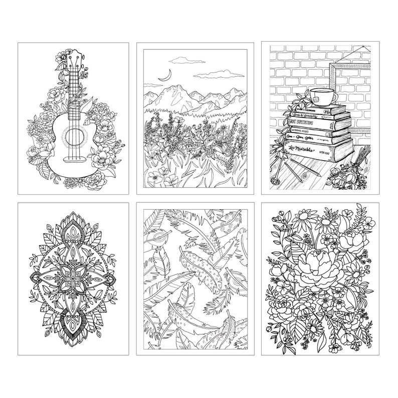 The Color Joy Hand Drawn Coloring Page Compilation - Etsy