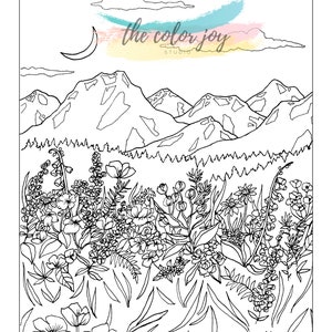 Pacific Northwest Mountains Printable Coloring Page - Etsy