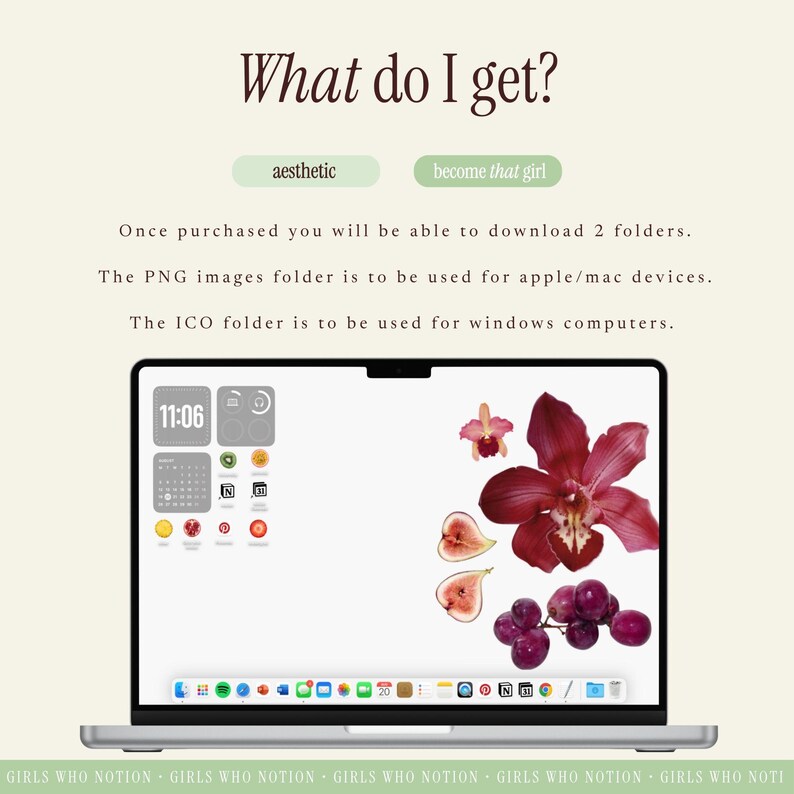 Desktop Icon Folder Fruit Bundle | Aesthetic Macbook, Imac, Windows ...