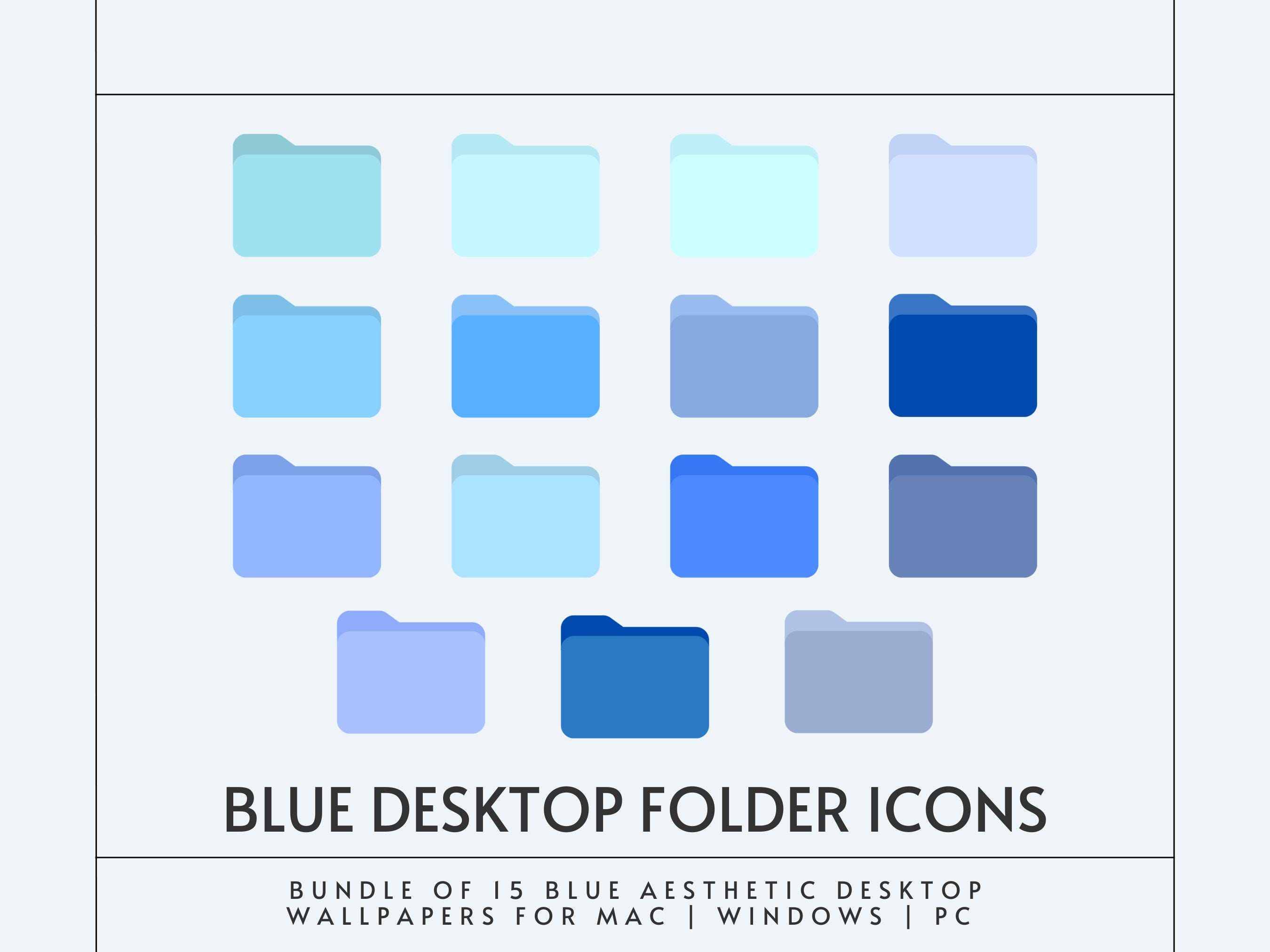 Desktop Icon Folder Bundle Blue | Aesthetic Macbook, Imac, Windows & PC ...