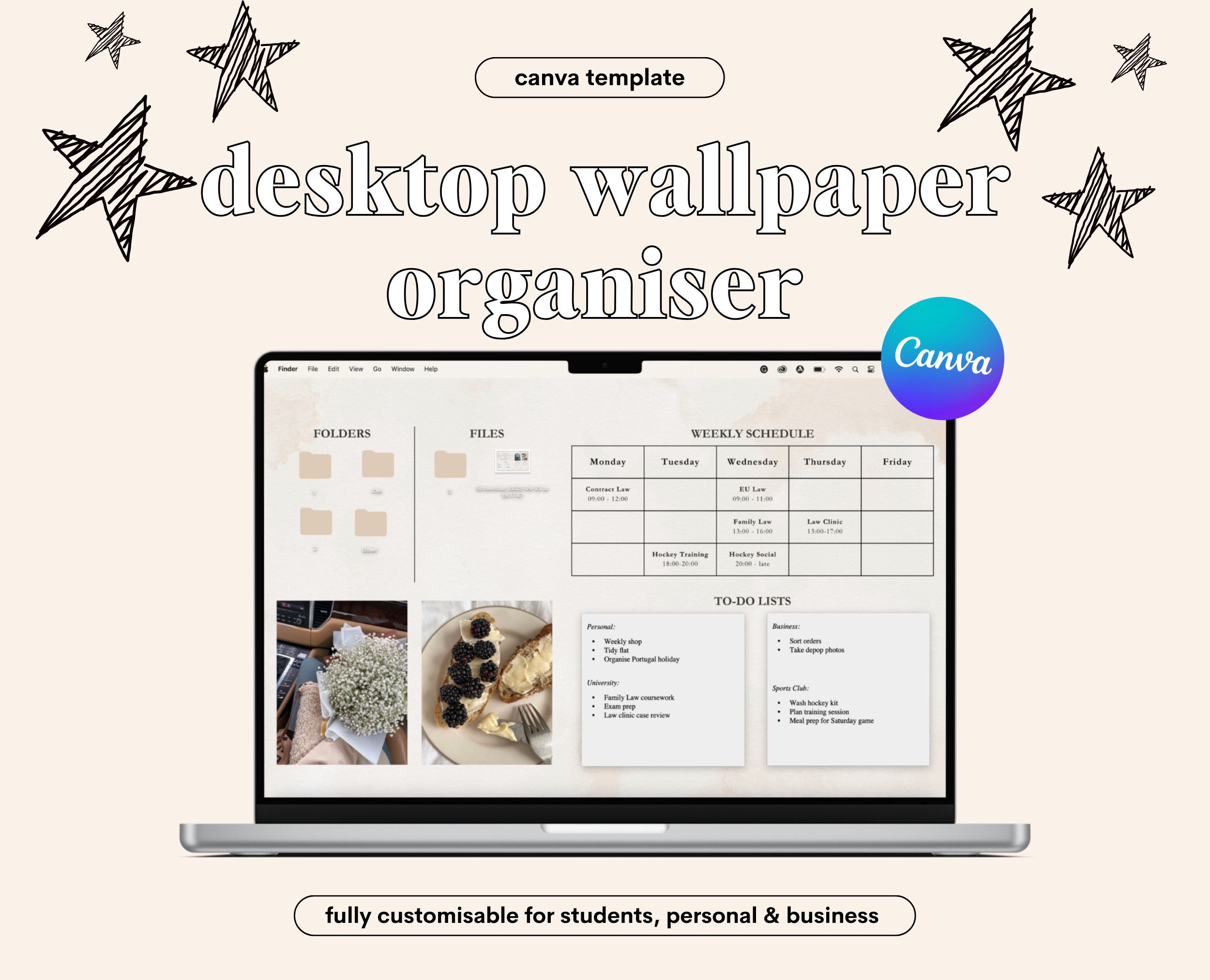 Aesthetic Desktop Wallpaper Organizer Laptop Plan for College Student ...