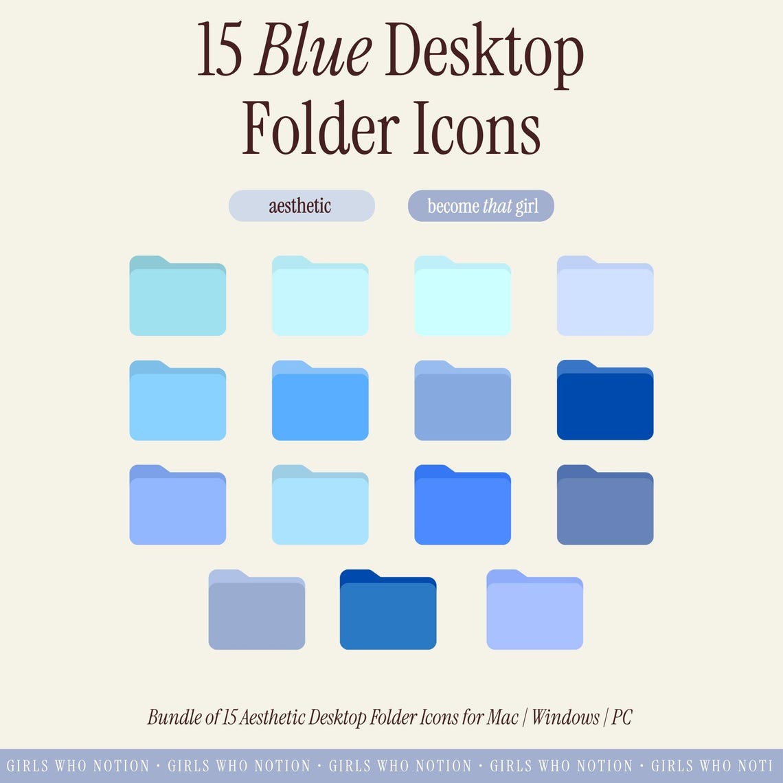 Blue Aesthetic Desktop Folder Icons | Mac, Windows (PNG, ICO) - Etsy